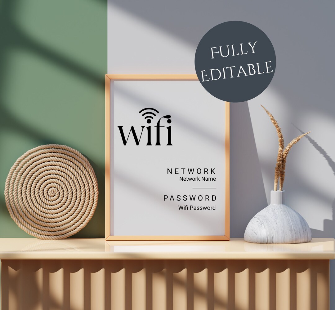 Wifi Password Sign | Editable Wifi Sign Template | Wifi Password ...