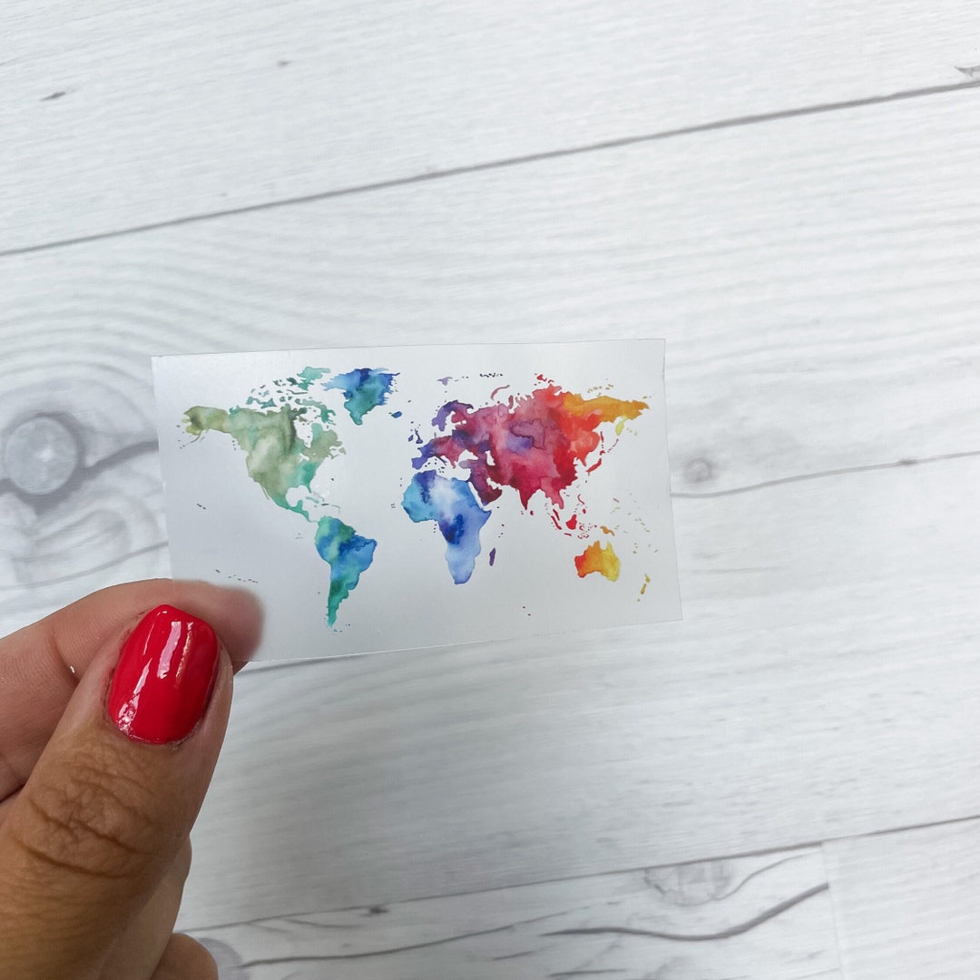Clear World Map Stickers – Travel Sticker Decals for Journal, Scrapbook ...
