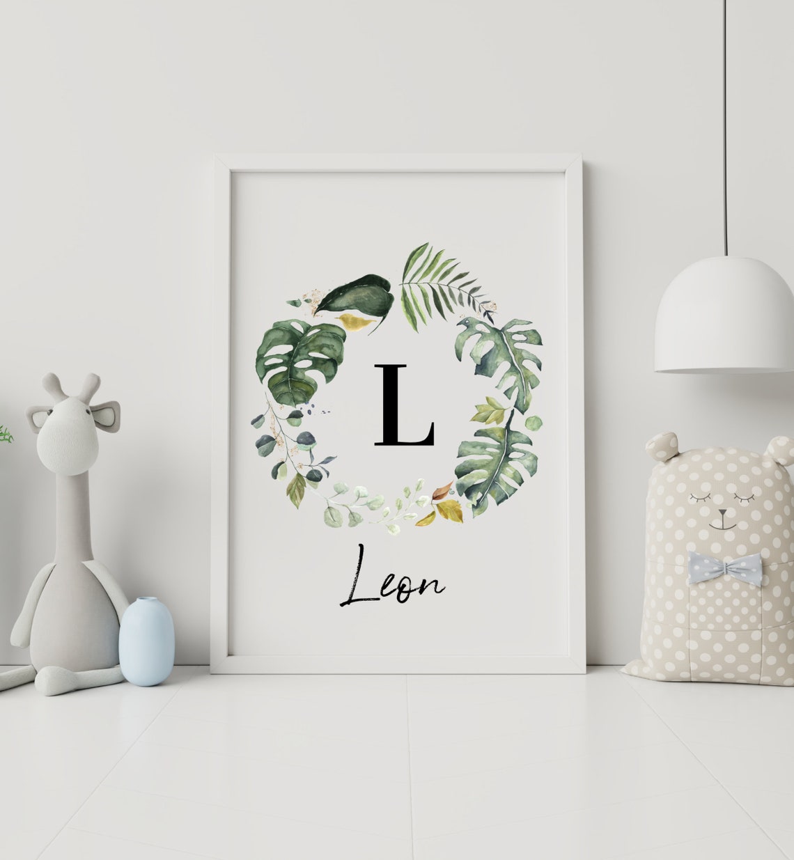 Custom Monogram Print Boy Monogram Print Tropical Wreath | Etsy