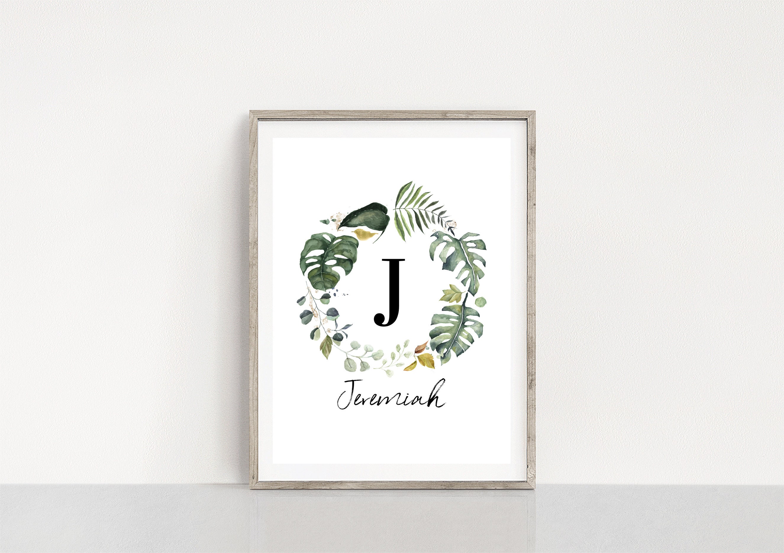 Custom Monogram Print Boy Monogram Print Tropical Wreath | Etsy