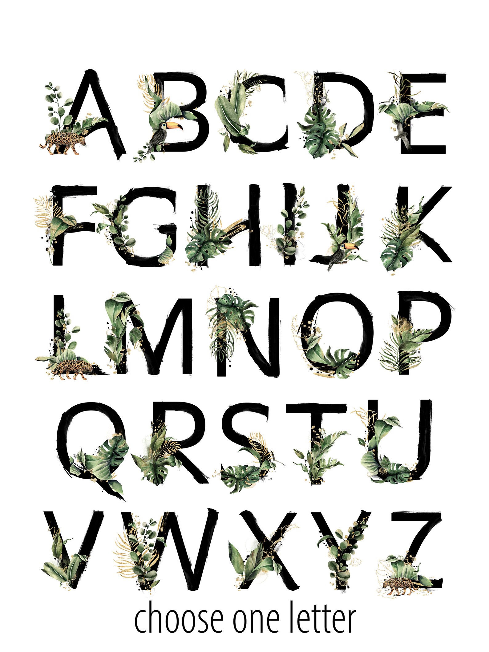 Custom Tropical Monogram Print Jungle Monogram Print - Etsy