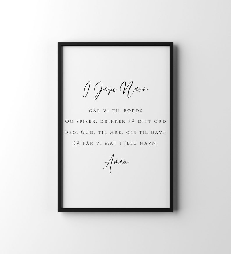 Norwegian Blessing Table Blessing Print I Jesu Navn - Etsy