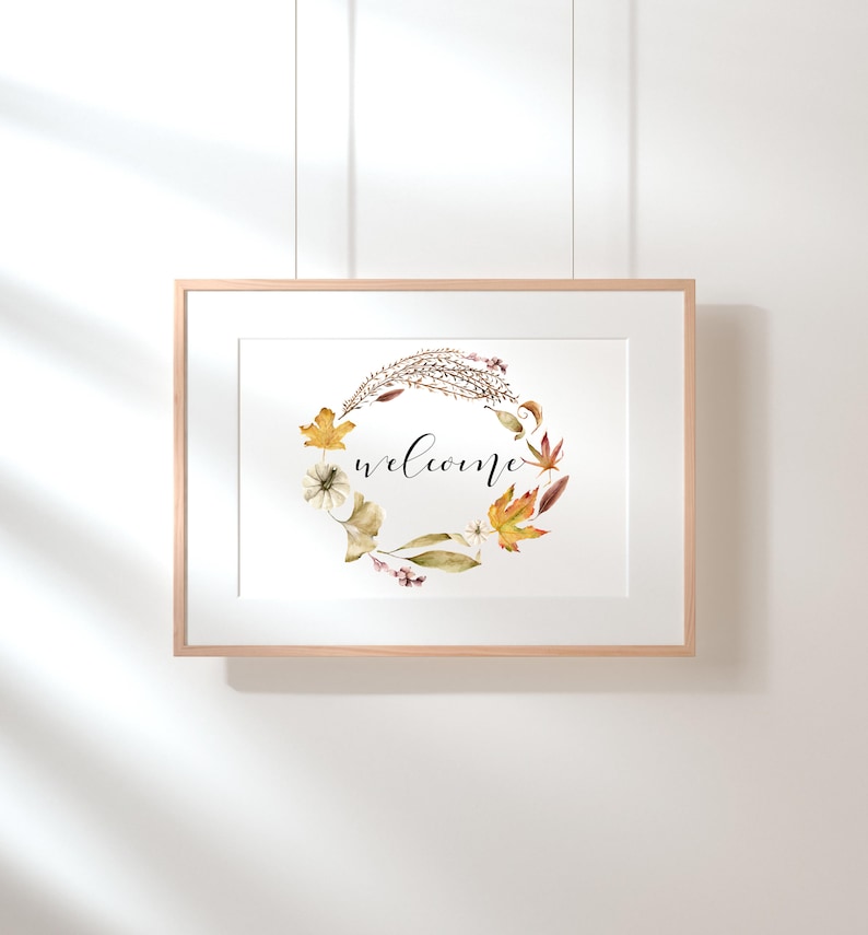 Welcome Fall Print Welcome Sign Fall Wreath Wall Art - Etsy
