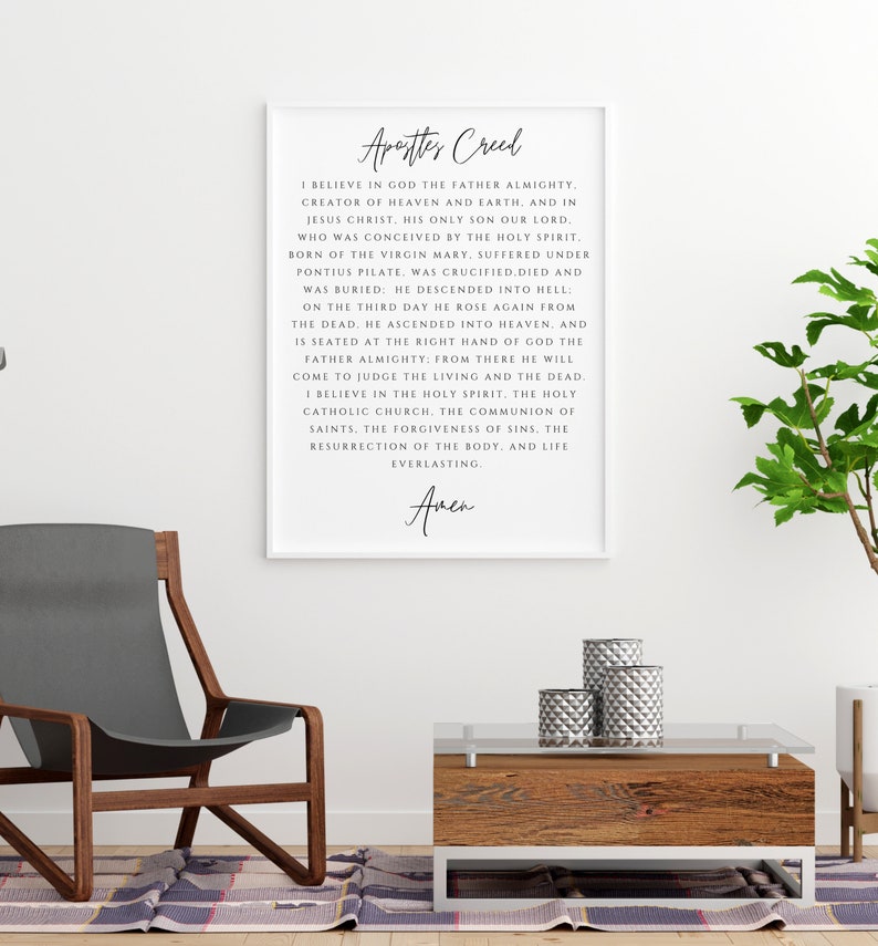 The Apostles Creed Print Printable Wall Art Dining Room | Etsy