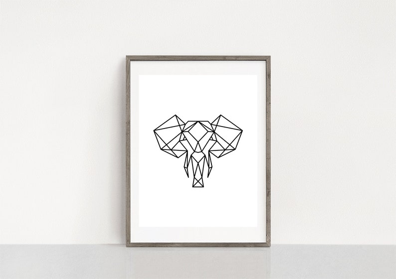Geometric Elephant Printable Elephant Print Geometric Art - Etsy