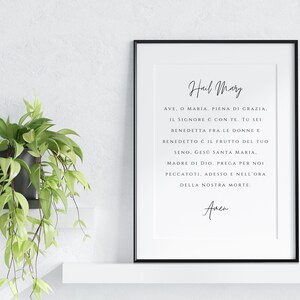Italian Hail Mary Prayer Print | Hail Mary in Italian Printable ...