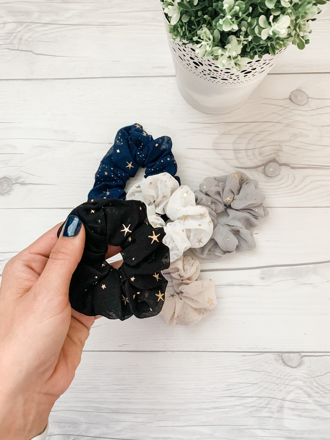 Star Scrunchies | Gold Star Scrunchie | Chiffon Scrunchie | Star ...