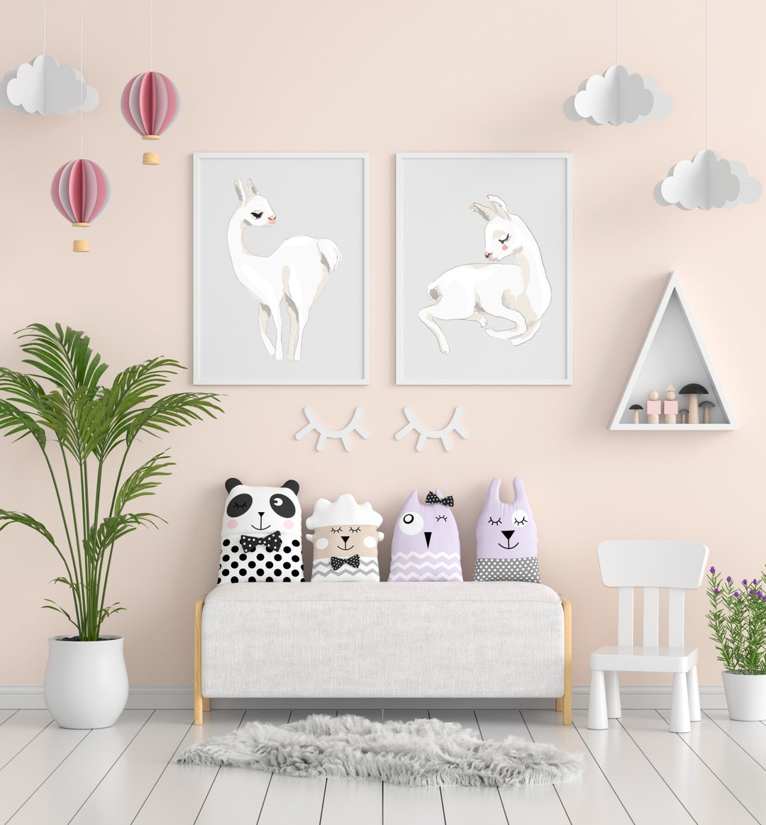 Llama Print Set of 2 | Llama Wall Art | Bedroom Decor | Girls Room ...