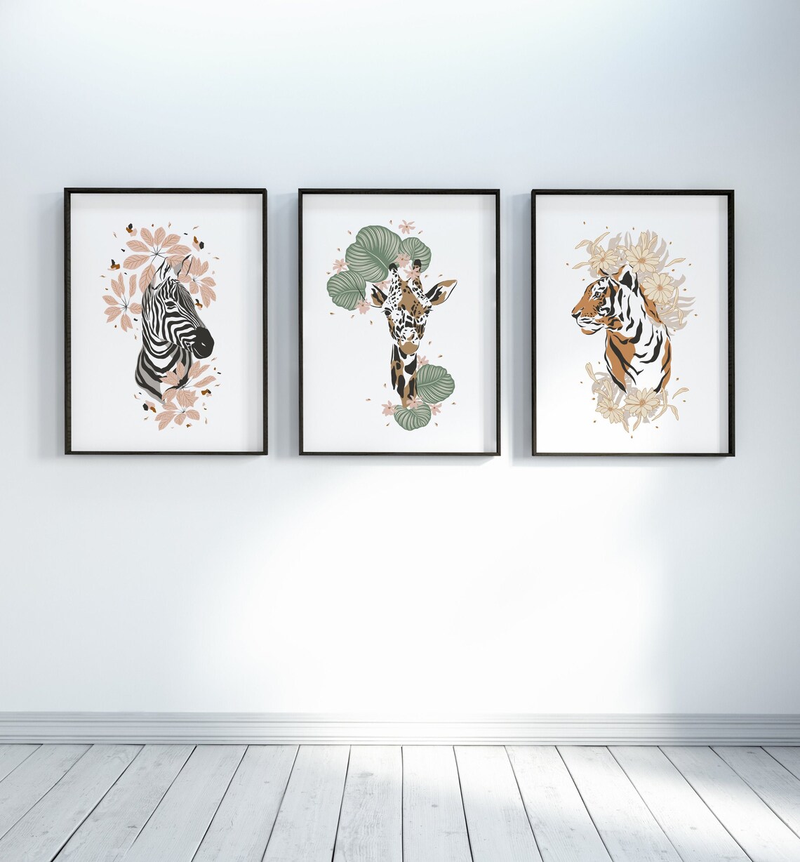 Jungle Animals Art Print Set | Printable Nursery Wall Art | Tropical ...