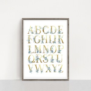 Gold Floral Alphabet Print | Play Room | Nursery Decor | Kids Room ...