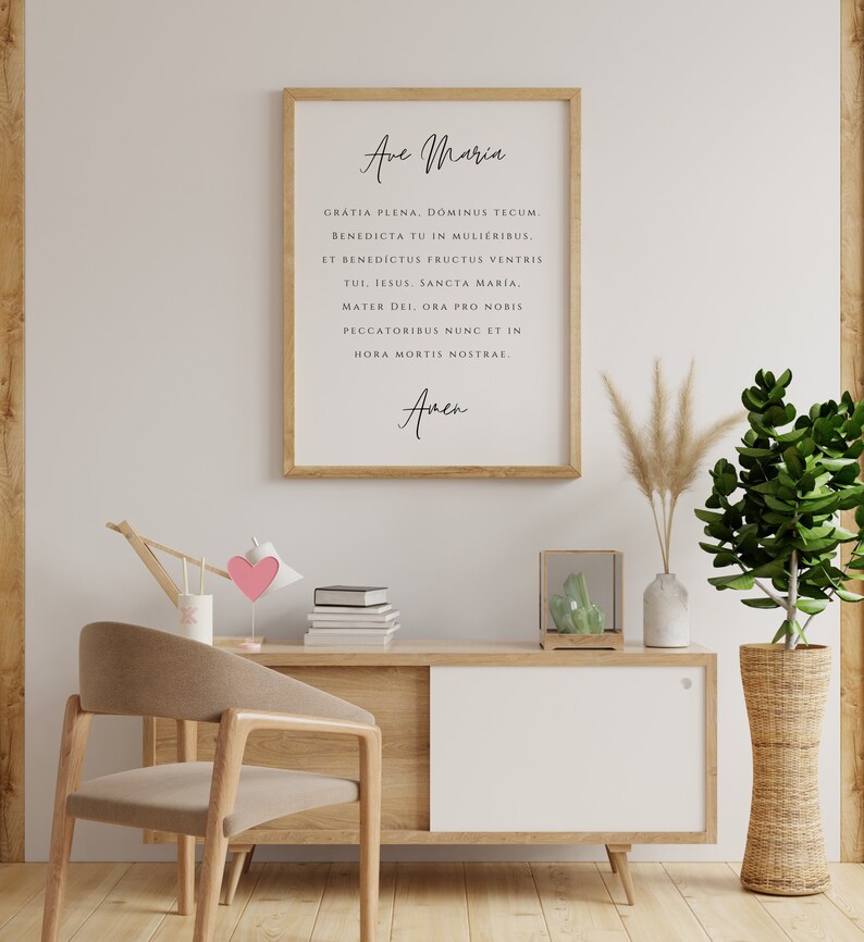 Ave Maria Prayer Print | Hail Mary Latin Wall Art | Catholic Wall Decor ...