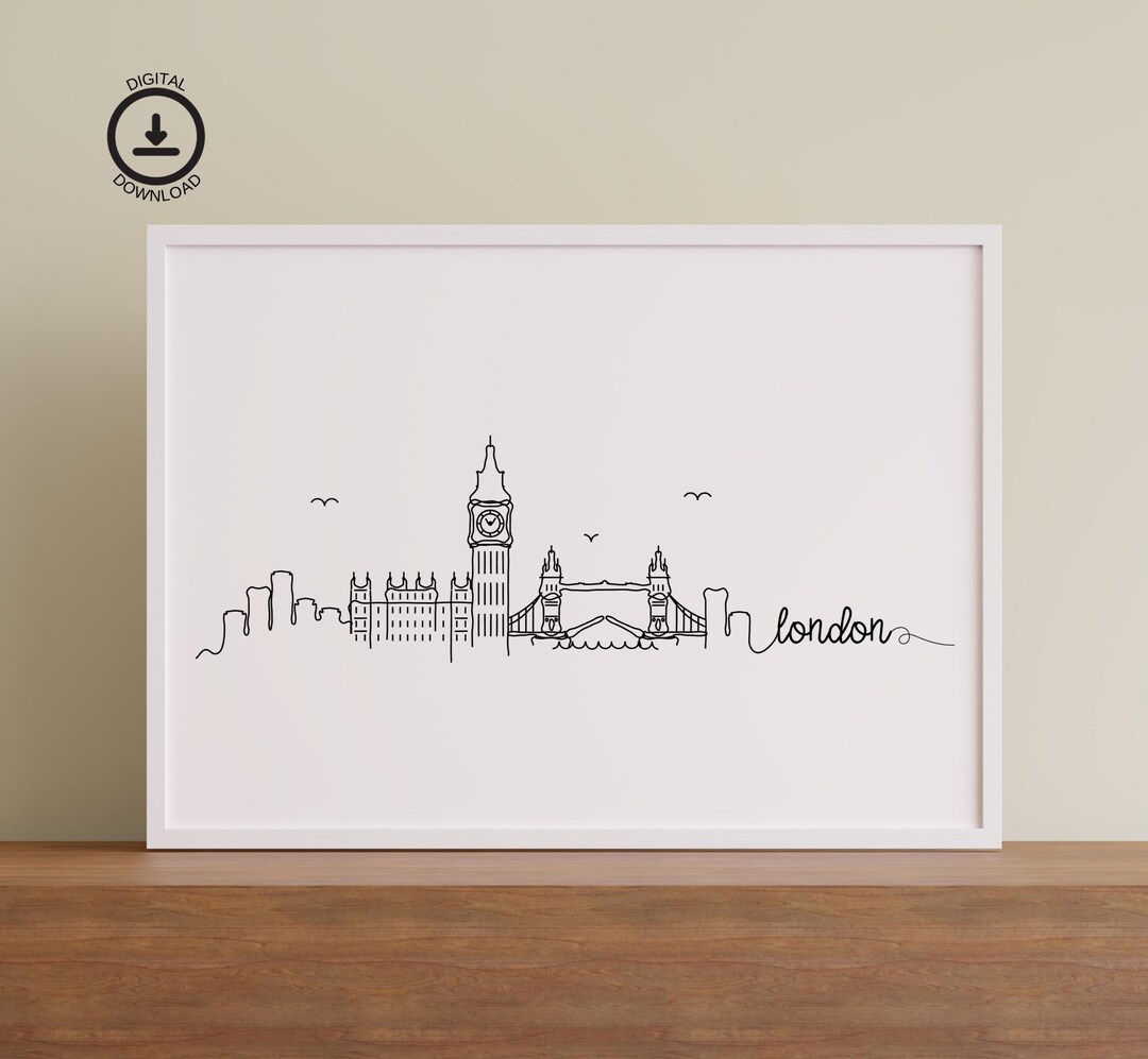 London Skyline Printable Wall Art, England Cityscape Poster, London ...