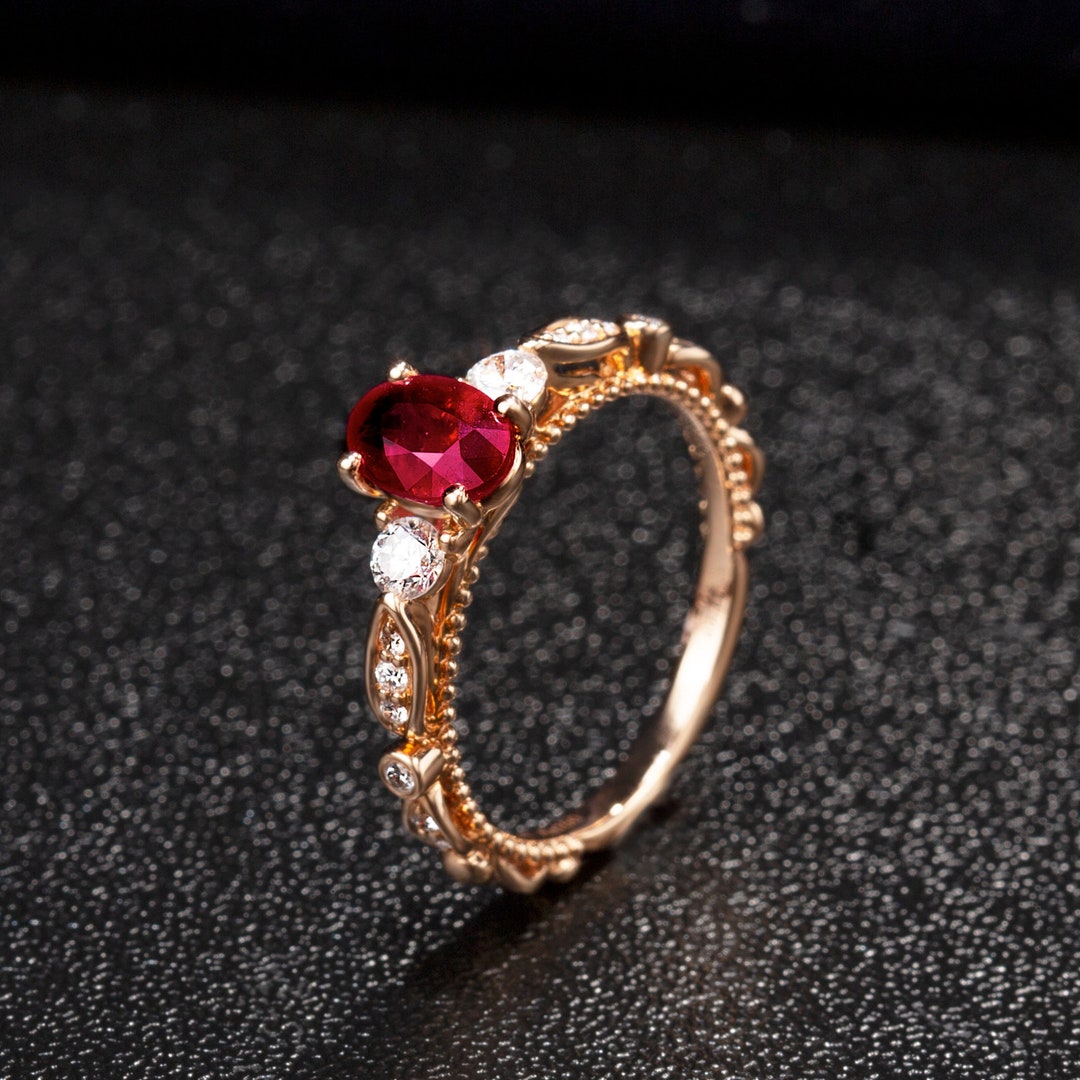 Natural Burmese Ruby heated Diamond Ring/red Gemstone Wedding Ring for ...