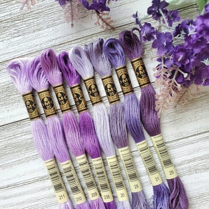 8x Purple DMC Flosses, Dmc Threads, DMC Kit, Dmc Set of Colors, Dmc ...