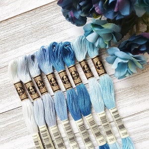 8x Blue DMC Flosses, Dmc Threads, DMC Kit, Dmc Set of Colors, Dmc ...