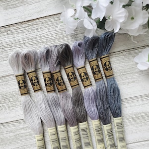 8x Grey DMC Flosses, Dmc Threads, DMC Kit, Dmc Set of Colors, Dmc ...