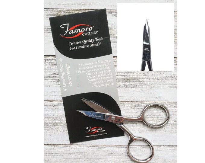 4in Curved Micro Tip Large Ring Scissors, Famore Scissors, Small Tip ...