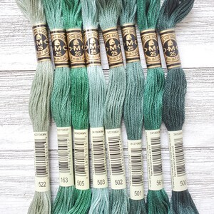 8x Green DMC Flosses, Dmc Threads, DMC Kit, Dmc Set of Colors, Dmc ...