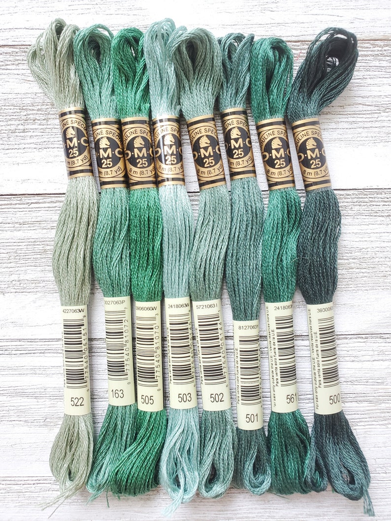 8x Green DMC Flosses Dmc Threads DMC Kit Dmc Set of Colors - Etsy