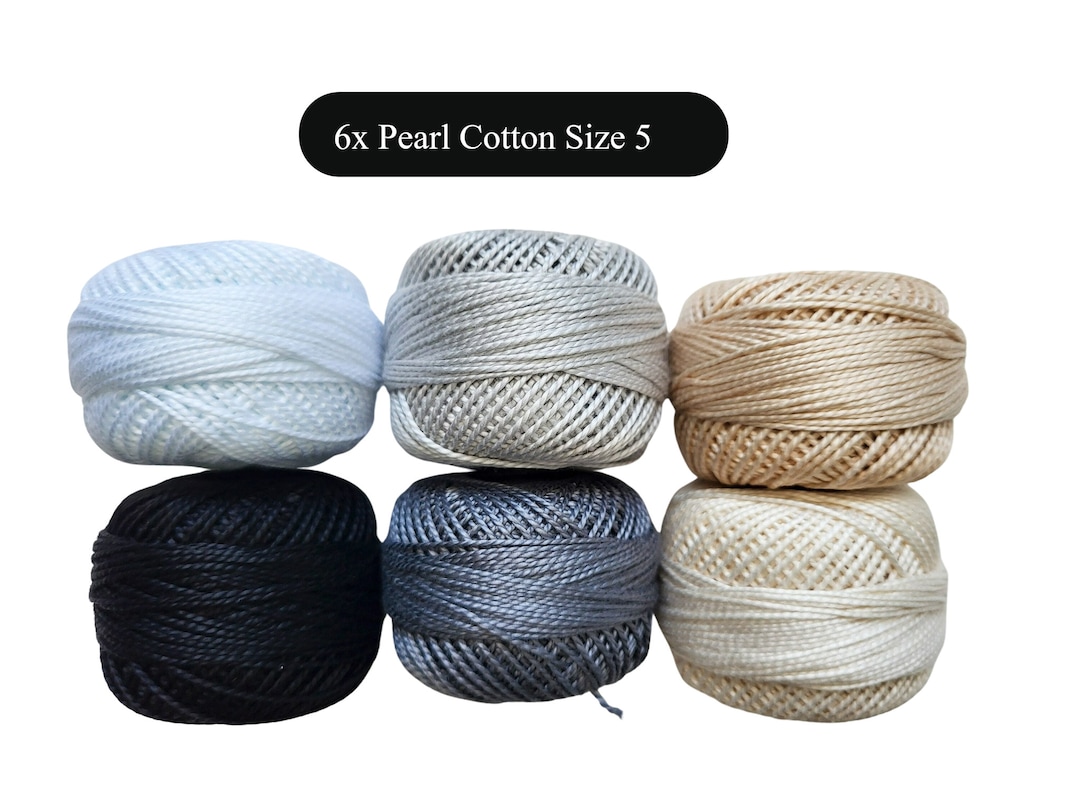 6x Pearl Cotton Size 5 2-ply Thread Sampler 10g Pack Neutral by ...