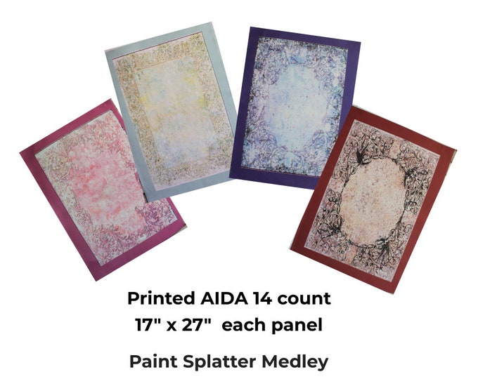 14ct Printed Aida Fabric - Paint splatter Medley 17" X 27" each Panel ...
