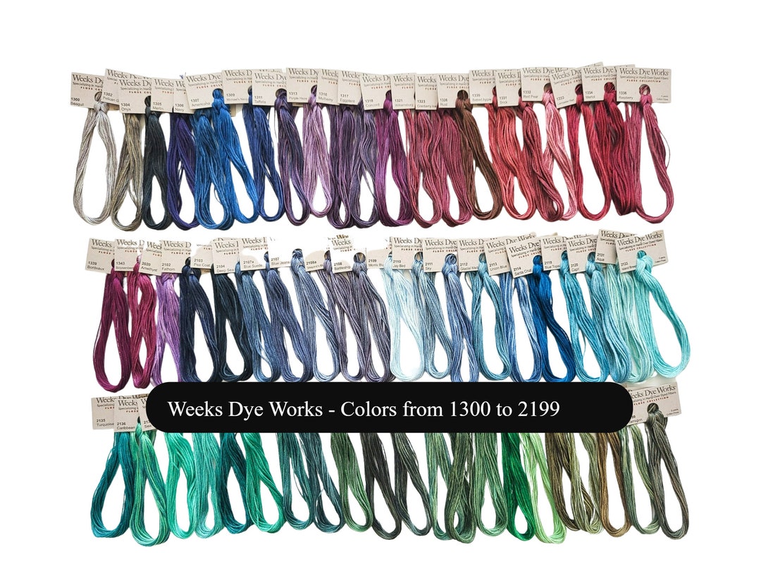 Weeks Dye Works - Colors From 1300 to 2199 / Hand Over Dyed Floss / 6 ...