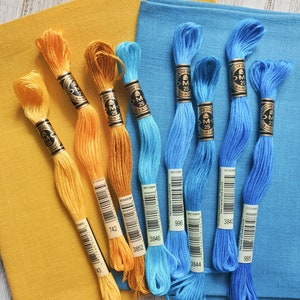 8x Blue and Yellow DMC Flosses, Dmc Threads, DMC Kit, Dmc Set of Colors ...