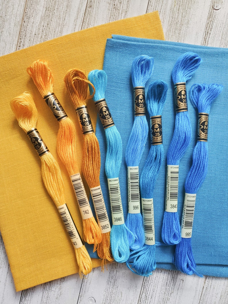 8x Blue and Yellow DMC Flosses Dmc Threads DMC Kit Dmc Set - Etsy