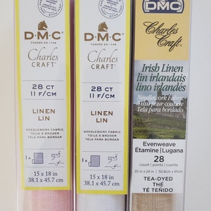28ct Linen DMC Charles Craft 15" X 18" or 20" X 24", DMC Linen Fabric ...