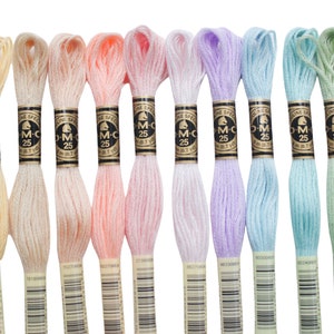 12x Pastels DMC Flosses, Dmc Threads, DMC Kit, Dmc Set of Colors, Dmc ...