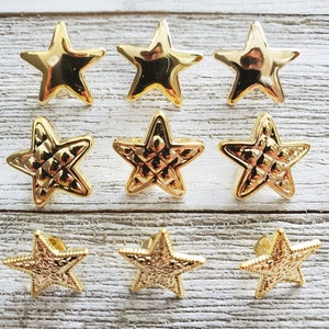 Pack 9x Gold Star Buttons, Star Embellishments, Mini Star Button, Small ...