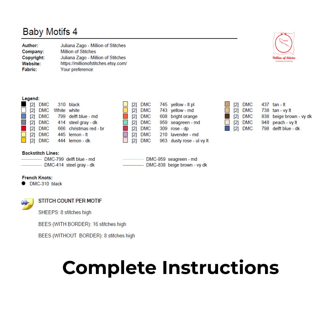 Baby Motifs Cross Stitch Pattern Cross Stitch Pattern for | Etsy