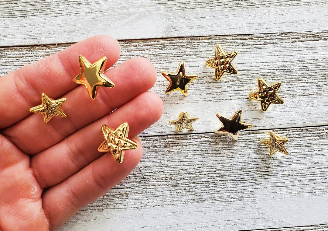Pack 9x Gold Star Buttons Star Embellishments Mini Star - Etsy