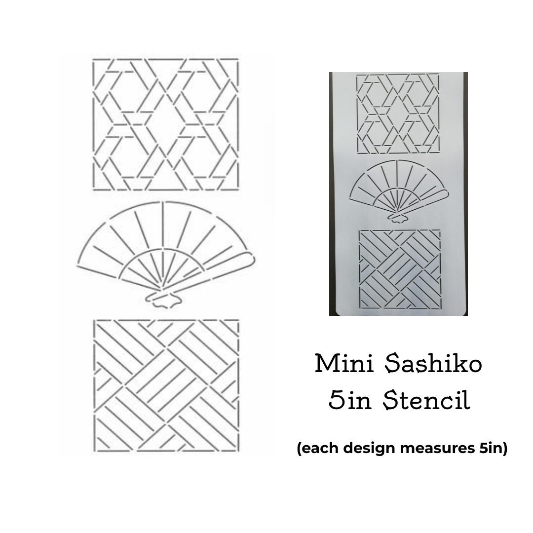 5in Mini Sashiko Stencil Woven Hexagons, Fan, Parquetry, Plastic Sashiko Stencil, Sashiko ...