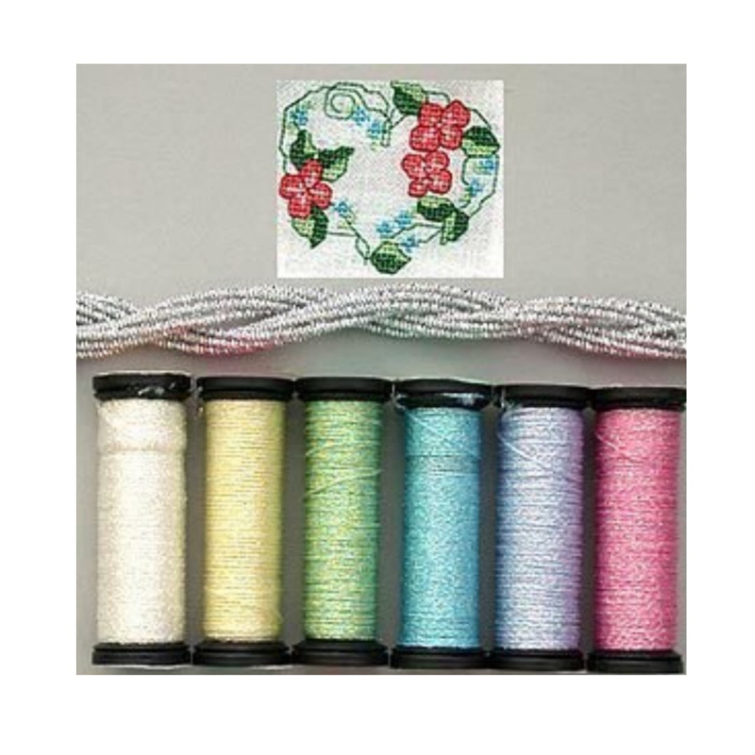 6x Kreinik Metallic Threads Pastel Sampler/ Metallic Floss/ Kreinik ...