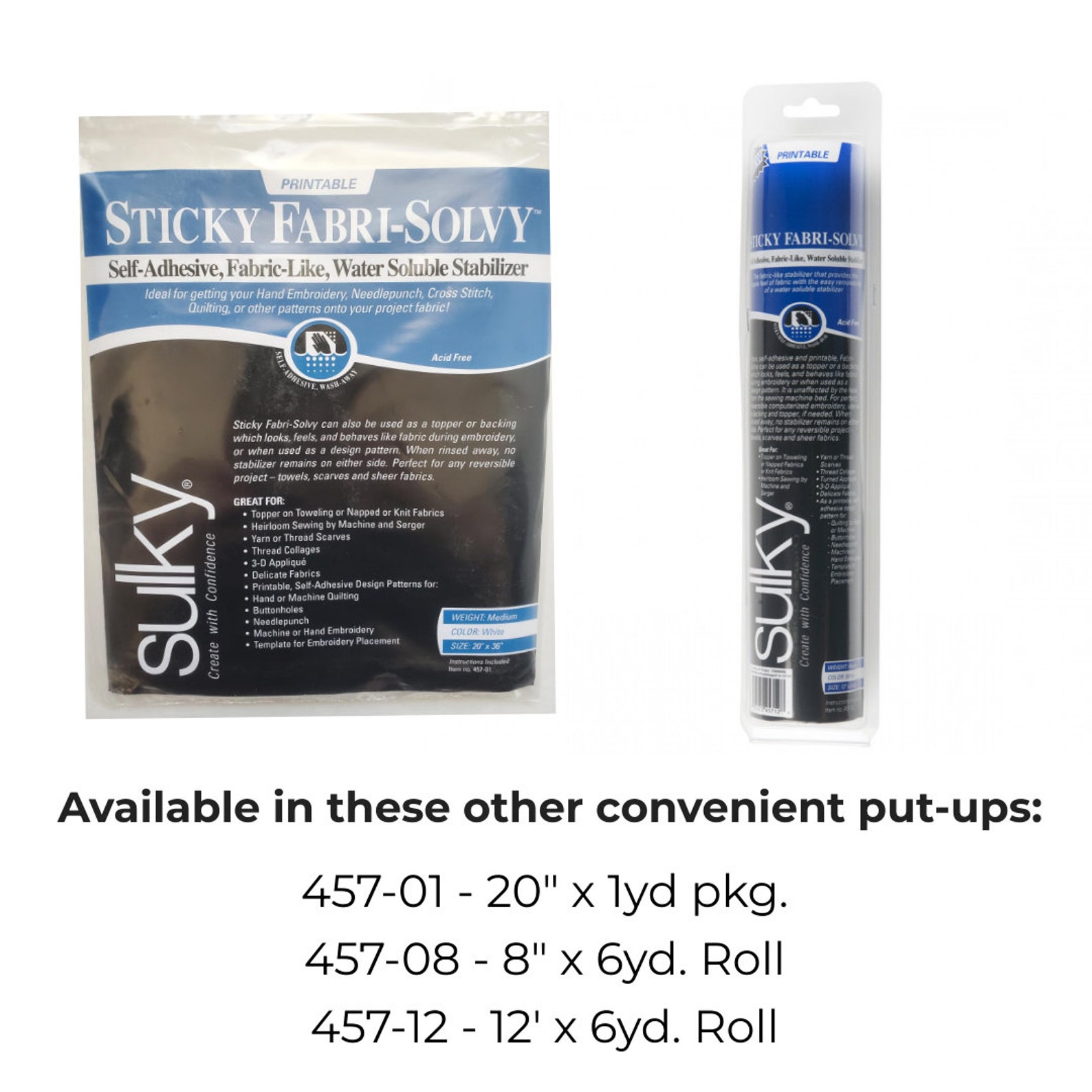 Sulky Sticky Fabri-solvy – Printable Water Soluble Stabilizer (12 ...
