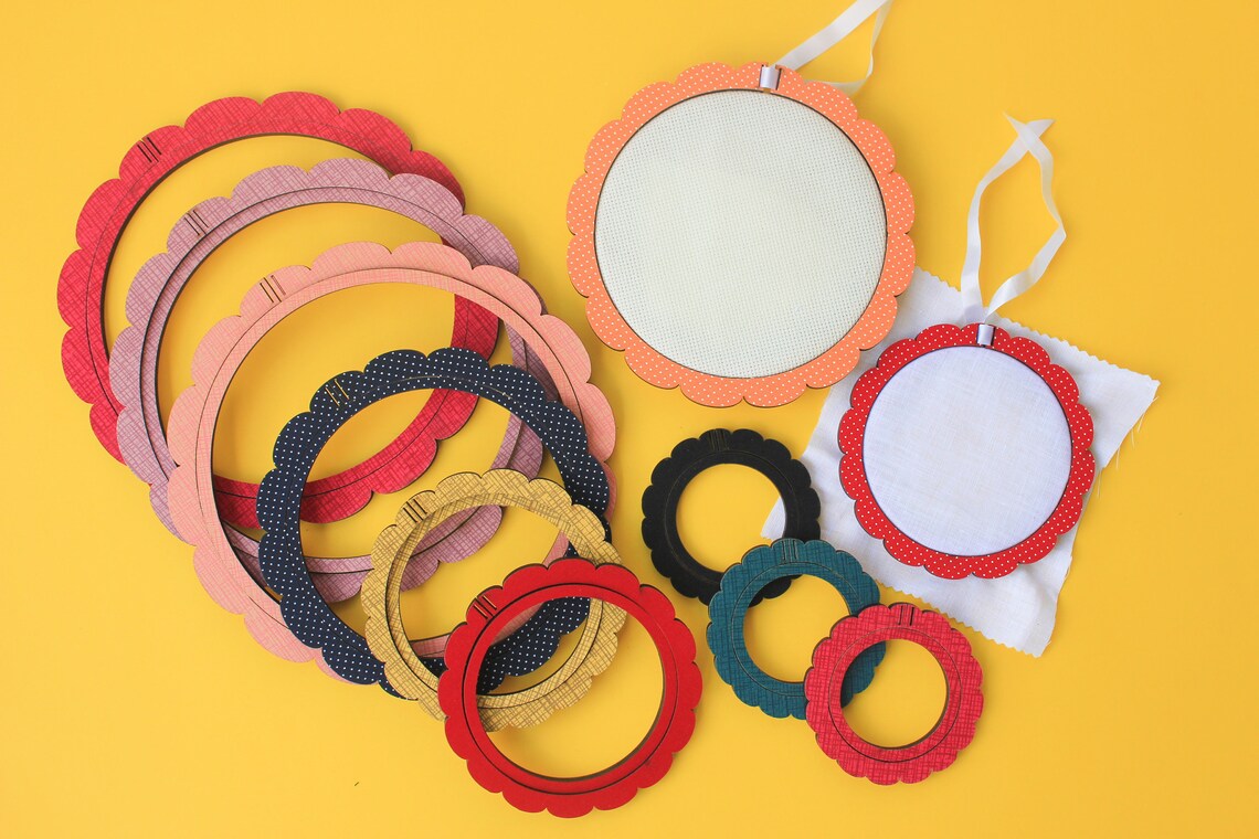 Decorative Hoops Covered With Fabric Embroidery Hoops Cross - Etsy