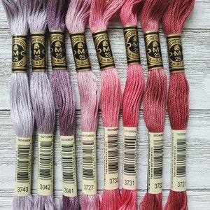 8x Purple and Mauve DMC Flosses,dmc Threads, DMC Kit, Dmc Set of Colors ...