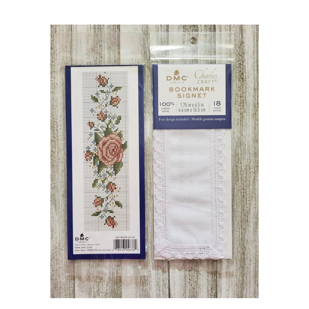 18ct AIDA Bookmark Lace Edged by Charles Craft 3x8 White/ Bookmark to ...