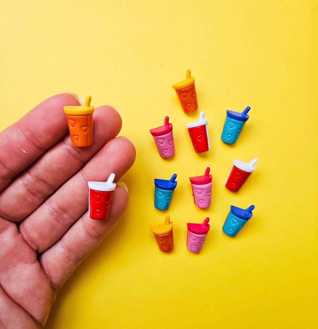 Pack 12x Coffee Cup Buttons Made of Plastic/ Coffee Embellishments ...