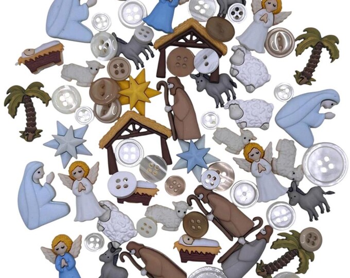 Value Pack Nativity Buttons Made of Plastic - Includes About 30 Novelty ...