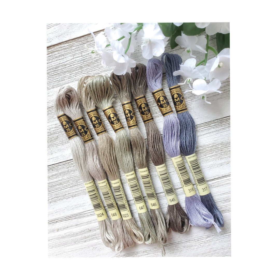8x Grey Green DMC Flosses, Dmc Threads, DMC Kit, Dmc Set of Colors, Dmc ...