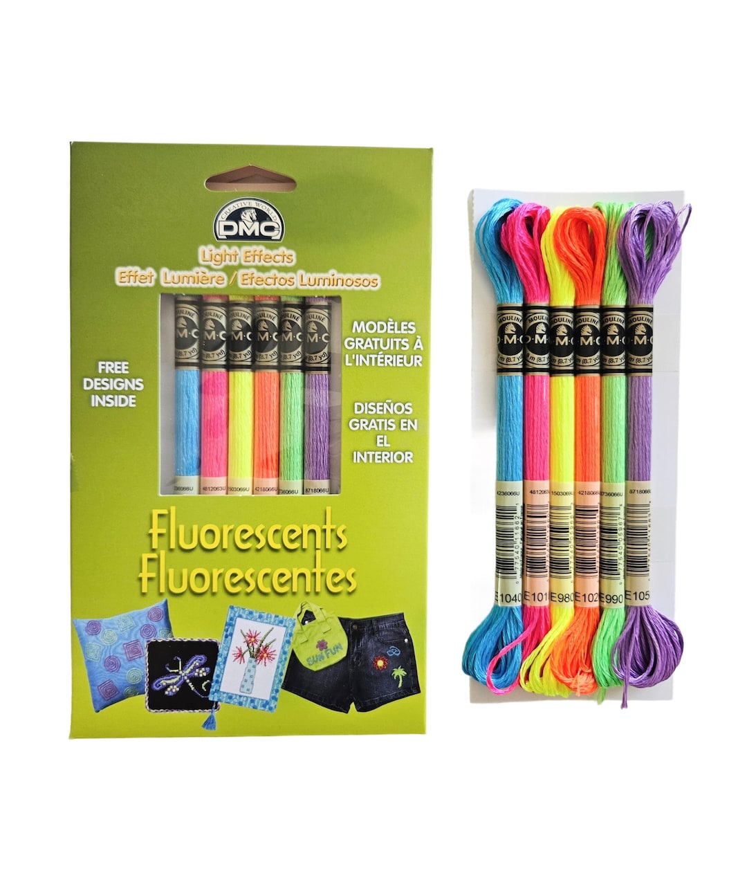 6 Pack DMC Fluorescents Light Effects - Colors Included: E1050, E980 ...