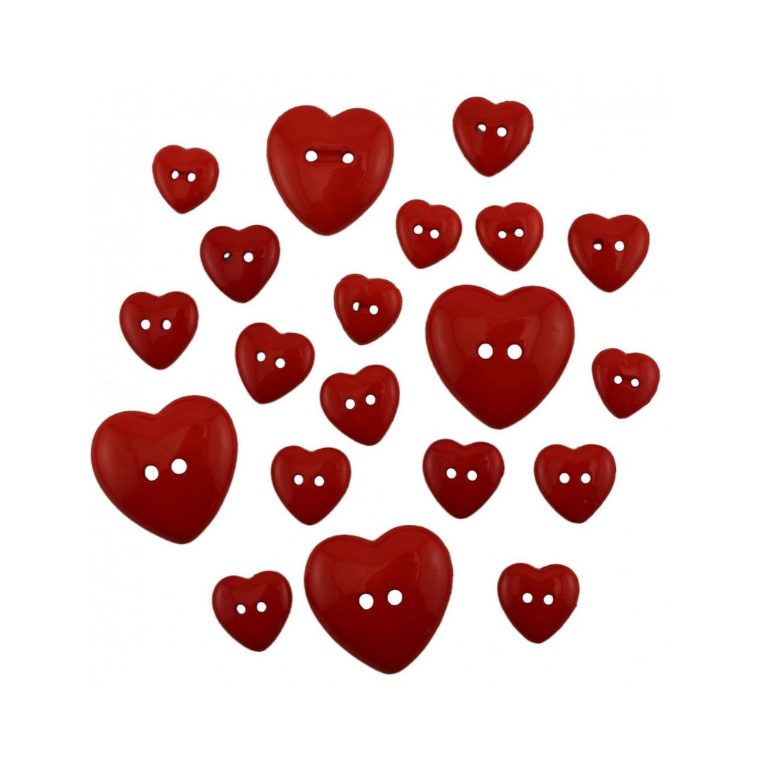 Pack 15x Plastic Heart Buttons, Heart Embellishments, Mini Heart Button ...