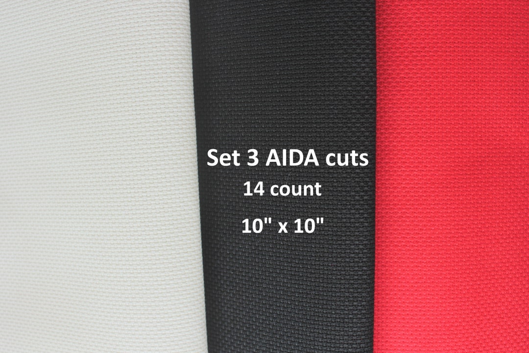 Set 3 AIDA Fabric Cut, 10 " X 10", AIDA 14 Count, , Cross Stitch Fabric ...