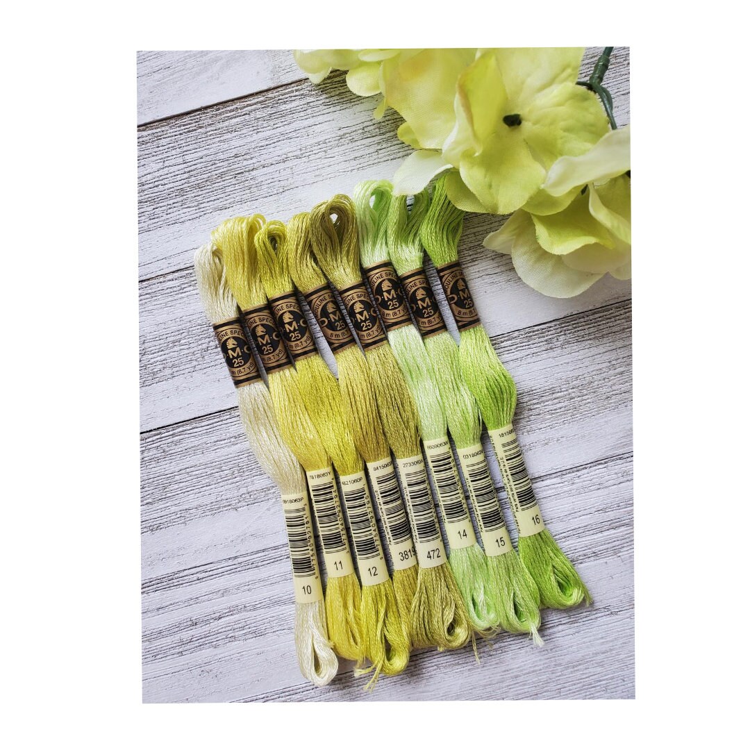 8x Green DMC Flosses, Dmc Threads, DMC Kit, Dmc Set of Colors, Dmc ...