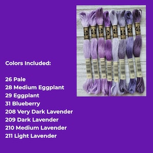 8x Purple DMC Flosses, Dmc Threads, DMC Kit, Dmc Set of Colors, Dmc ...
