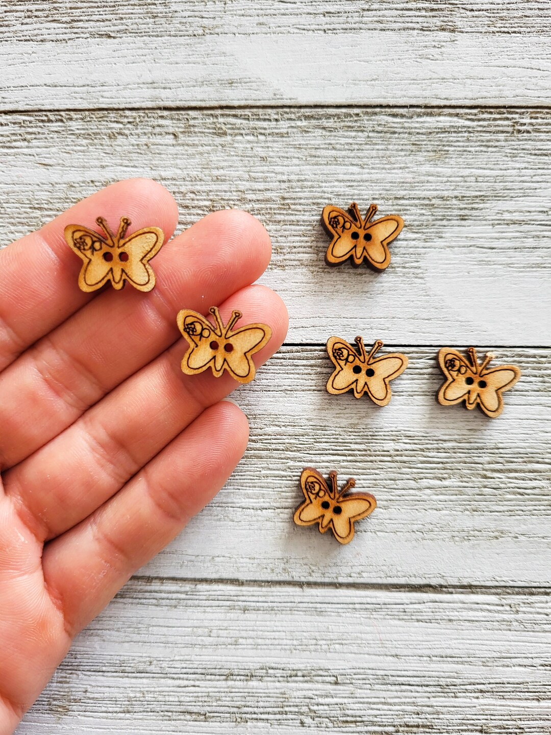 6 Pcs Wooden Butterfly Buttons, Apple Embellishments, Butterfly for ...