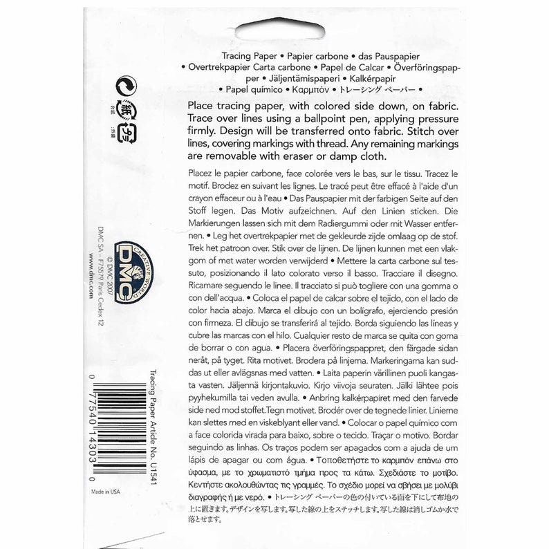 4 Sheets DMC Tracing Paper for Embroidery Projects - Each Sheet 8.5" X ...