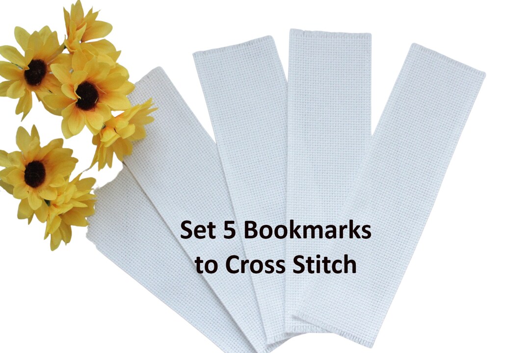 5x 14 Count AIDA White Bookmarks to Cross Stitch/ AIDA Fabric/ DIY ...